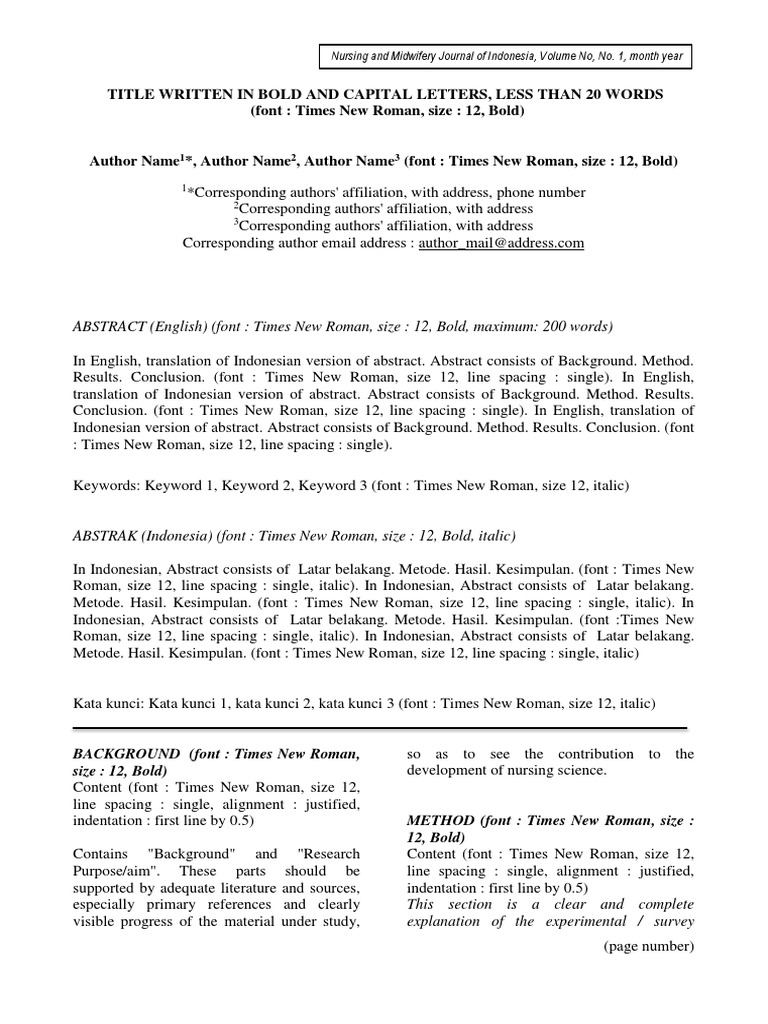 Title Written in Bold and Capital Letters, Less Than 20 Words (Font ...