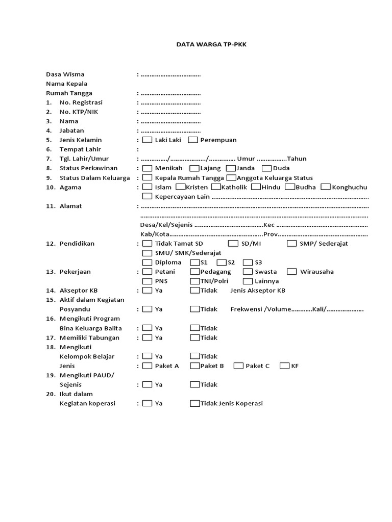 Data Warga TP | PDF