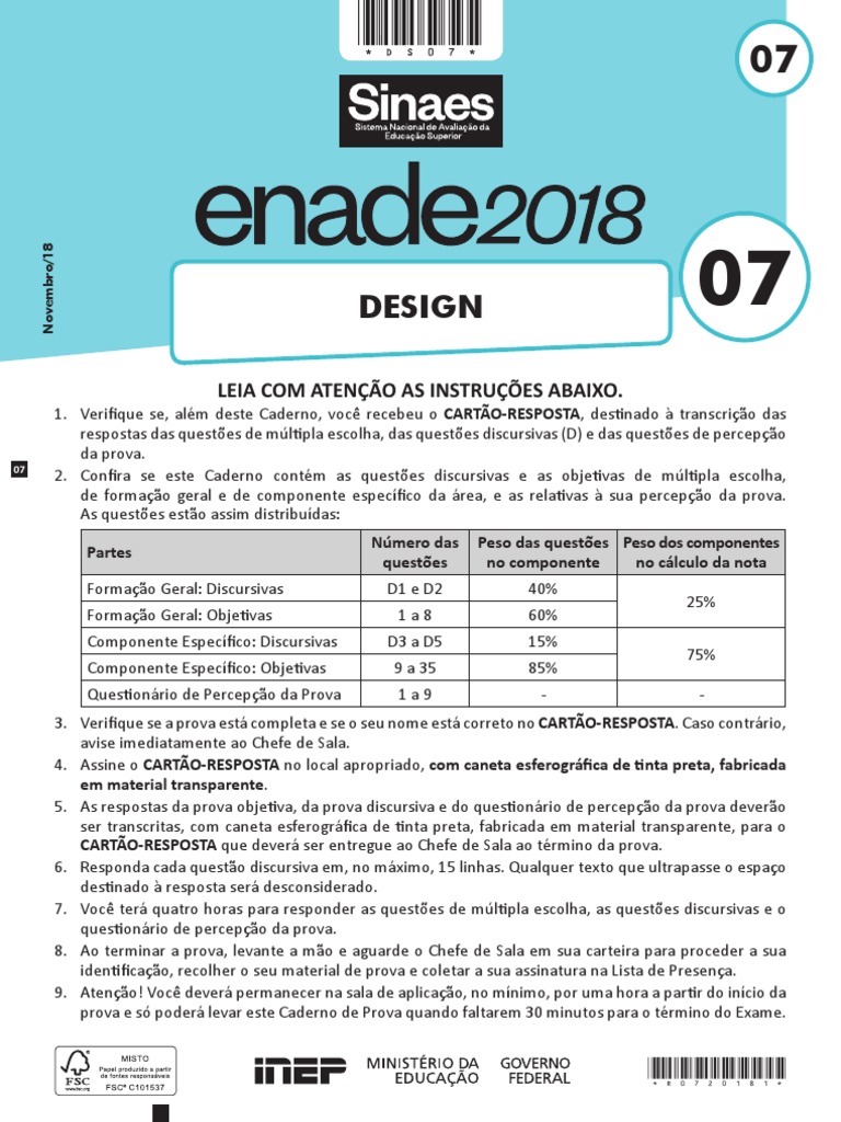 Provas e Gabarito Enade2018 Design | PDF | Design Thinking | África