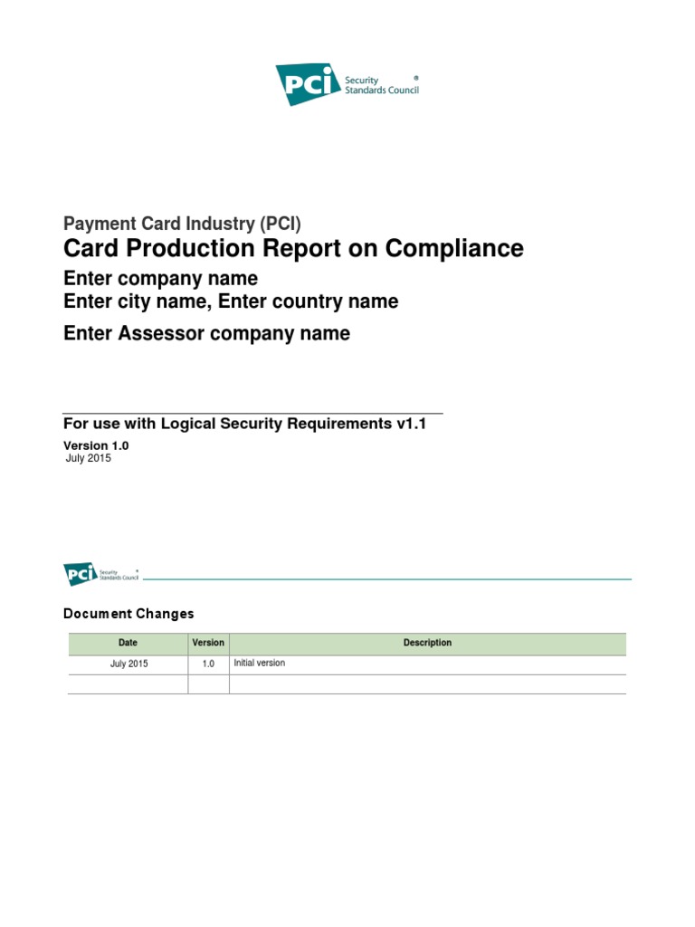 PCI CP v1 1 ROC Reporting Template Logical Form | PDF | Payment Card ...