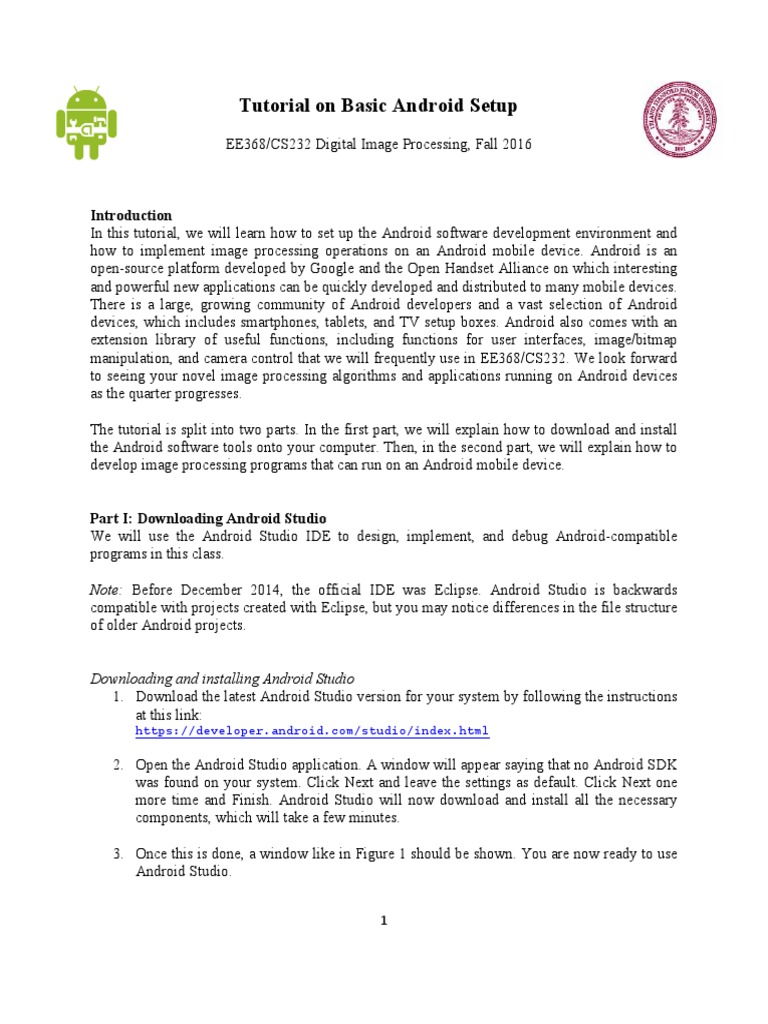01 Tutorial On Basic Android Setup | PDF | Android (Operating System ...