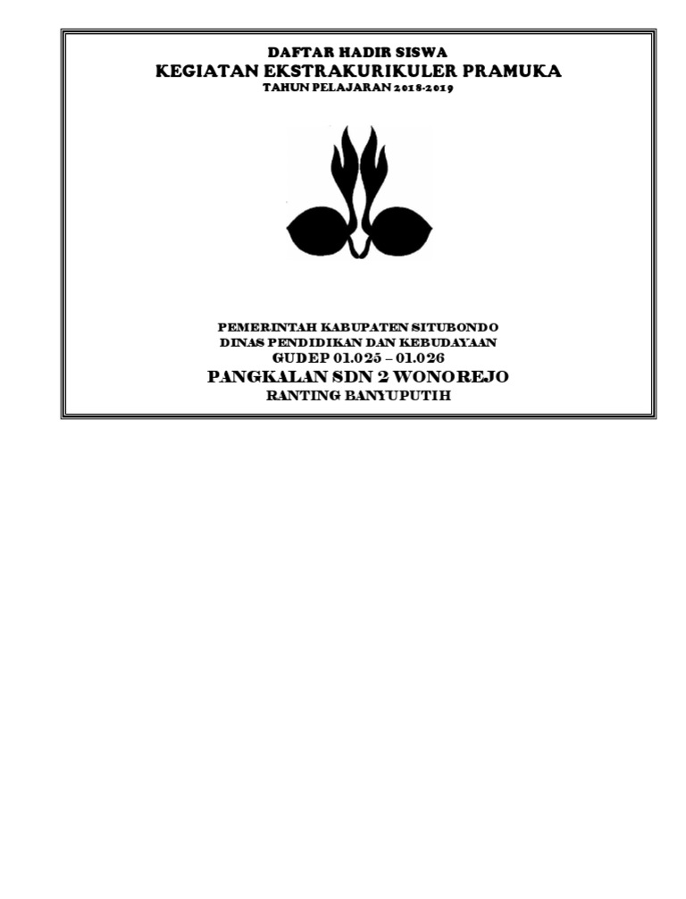 Cover Daftar Hadir Pramuka SD 2018-2019 | PDF