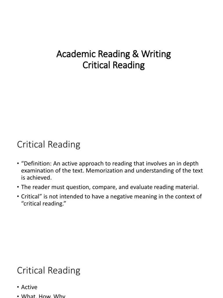 Critical Reading Strategies for Academic Success | PDF | Reading (Process) | Argument