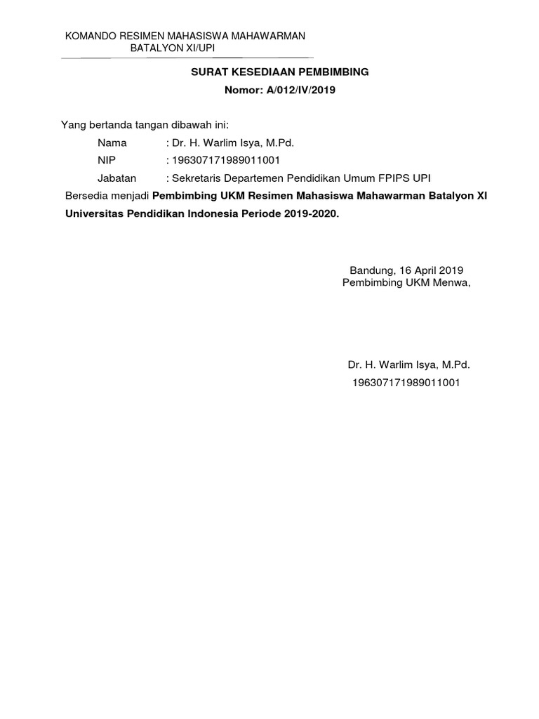 A012 Permohonan Pembimbing Ukm Menwa | PDF | Pengembangan Diri