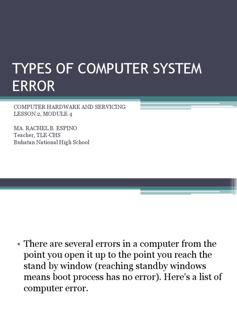 Types of Computer System Error | PDF | Operating System | Booting