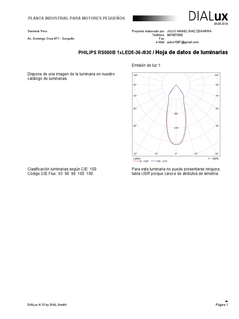 Reporte de Dialux | PDF | Ligero | Encendiendo