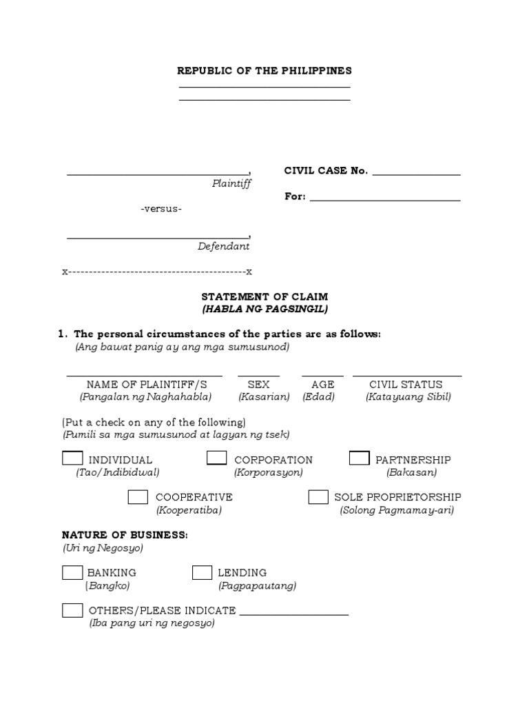 Small Claims Template | PDF | Government