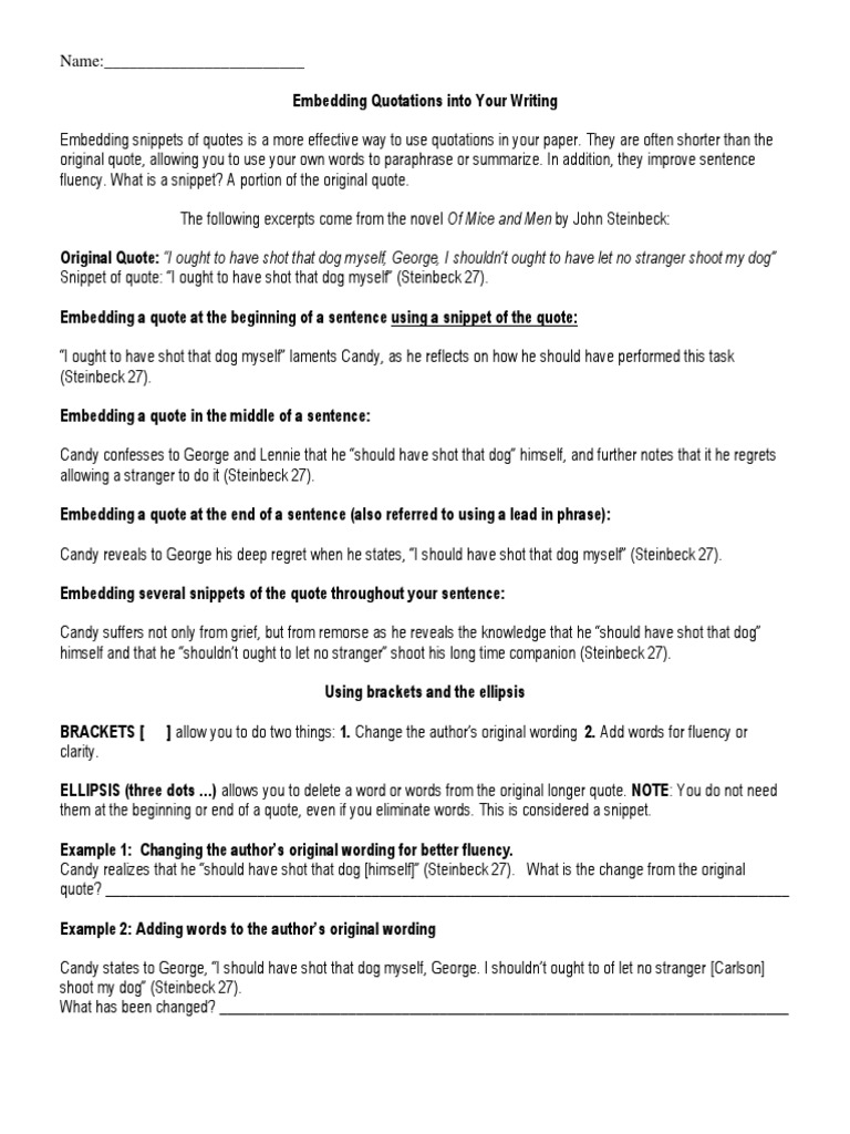 Embedding Quotations Into Your Writing | PDF