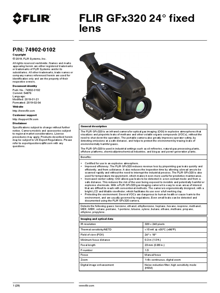 Flir Gfx320 24° Fixed Lens | PDF | Battery Charger | Natural Gas