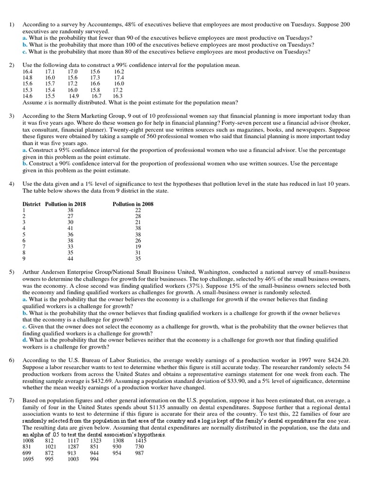 BS Practice Problems | Download Free PDF | Standard Deviation | Mean
