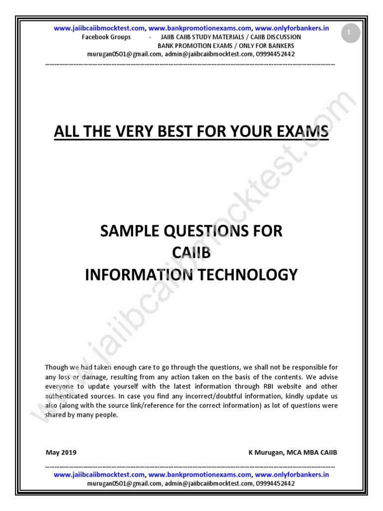 Information Technology Sample Questions by Murugan-June 19 Exams | PDF ...