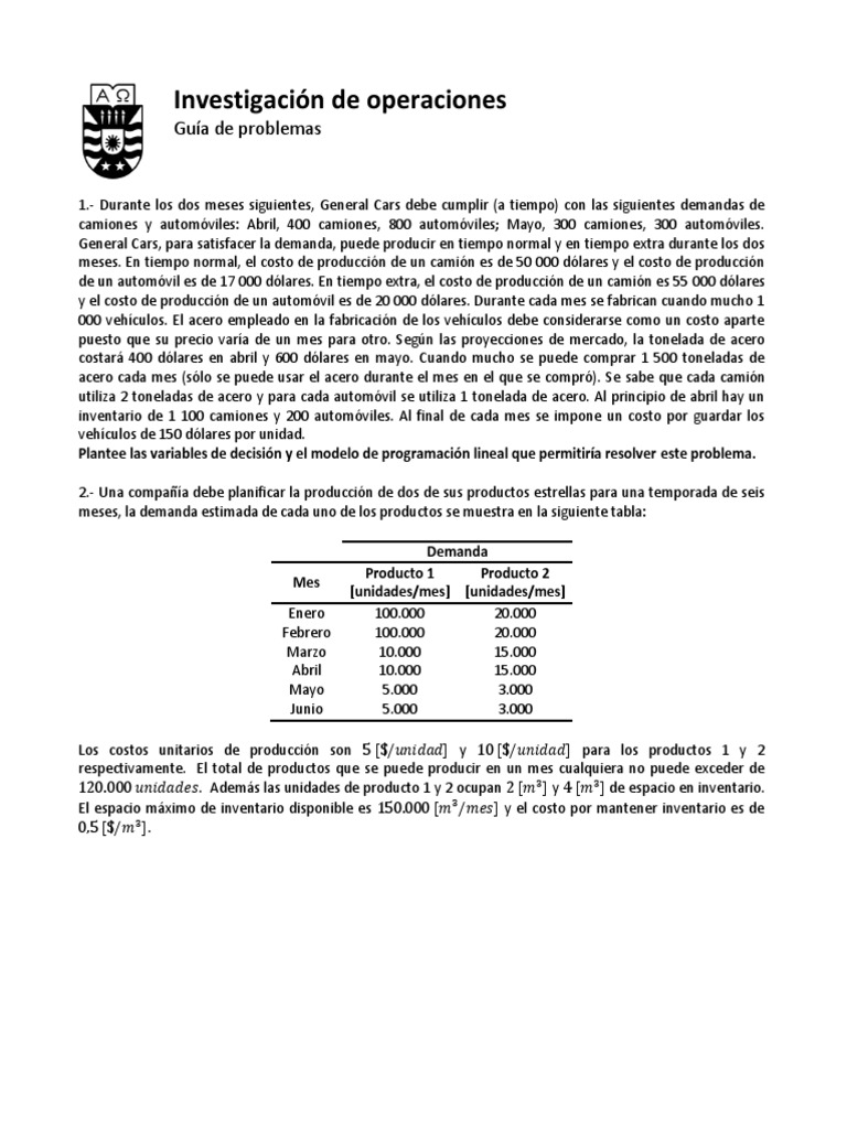 Guia Programacion Lineal PDF | PDF | Inventario | Coche