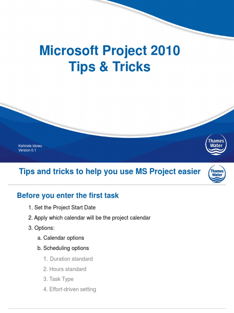Microsoft Project Tips and Tricks | PDF | Calendar | Computer File