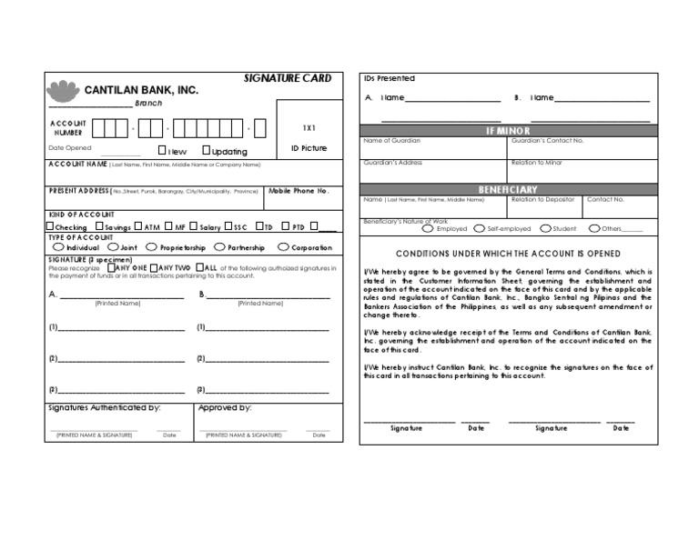 Signature Card PDF | PDF | Deposit Account | Banks