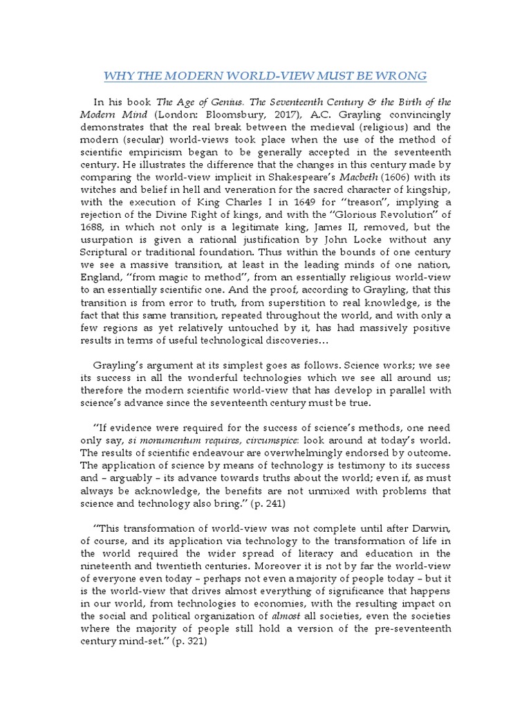 Why The Modern World-View Must Be Wrong: Modern Mind (London ...