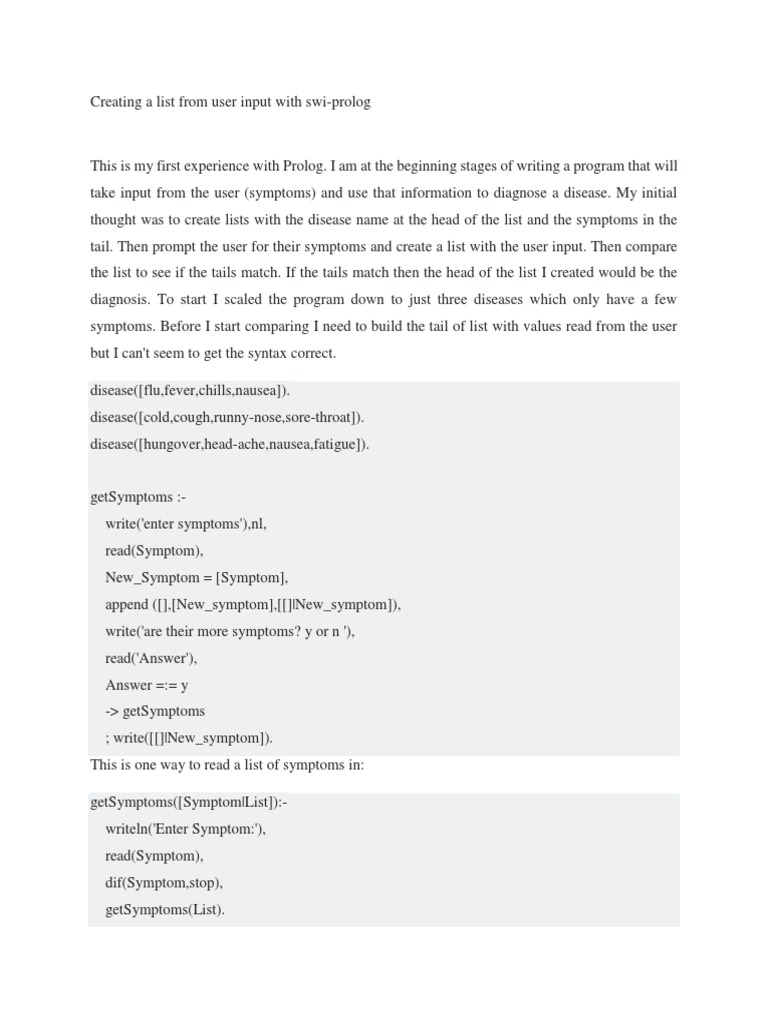 Creating A List From User Input With Swi | PDF