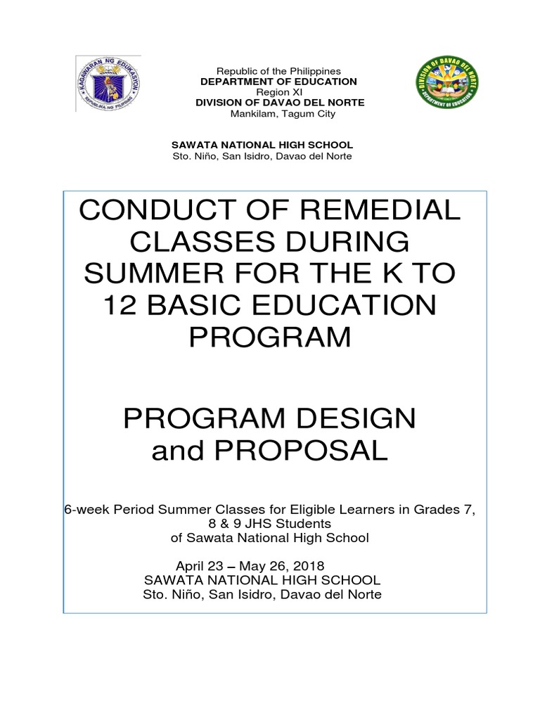 Conduct of Remedial Classes During Summer For The K To 12 Basic ...