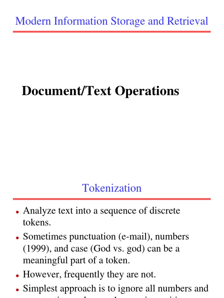 Text Operations in Information Retrieval | PDF | Language Arts & Discipline
