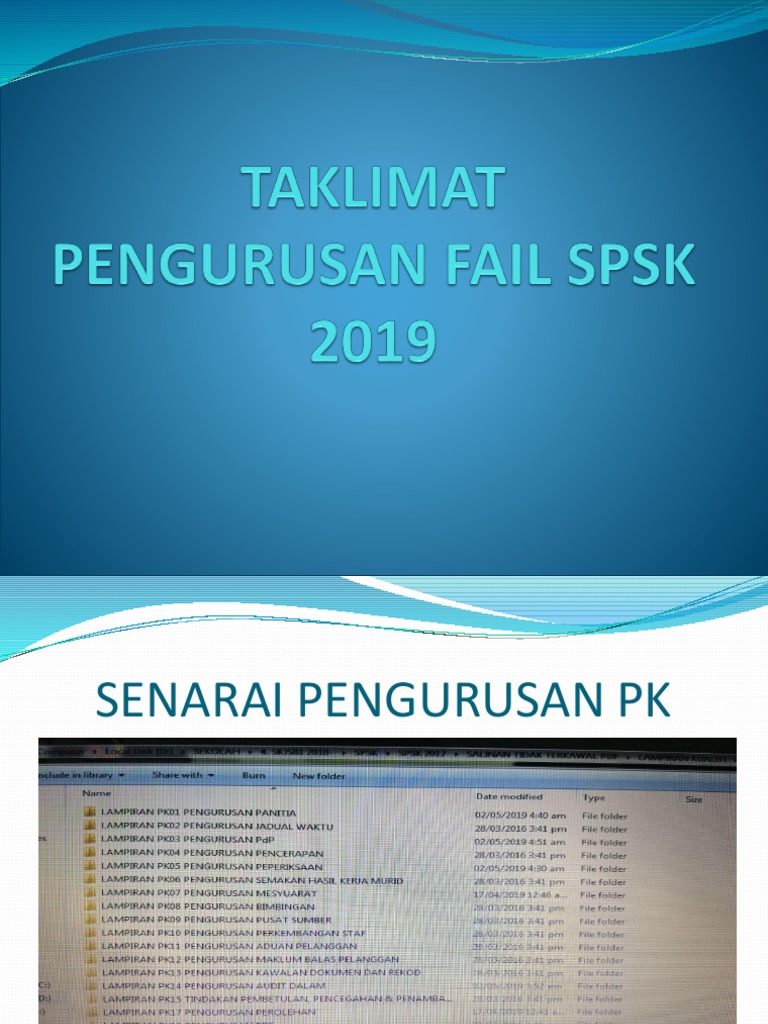 Taklimat Pengurusan Fail SPSK | PDF
