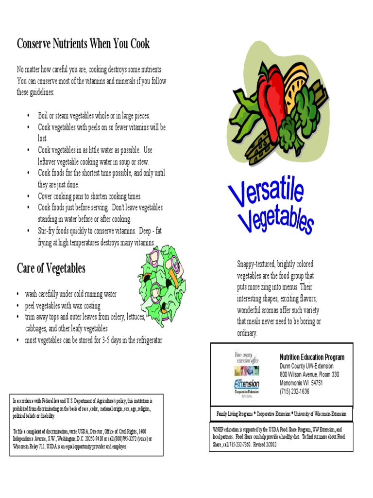Conserve Nutrients When You Cook: Nutrition Education Program ...