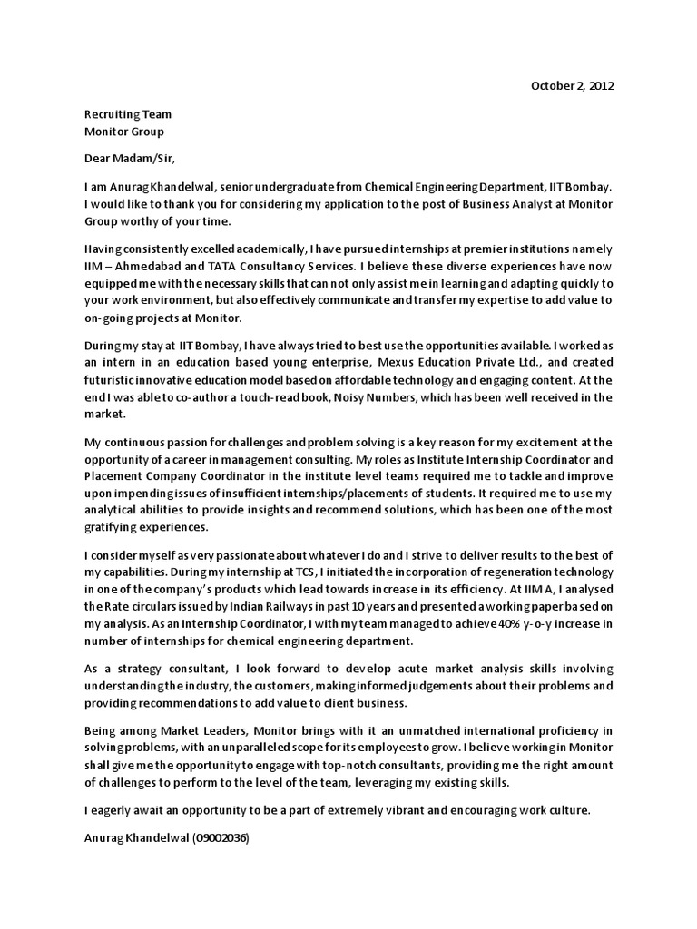 SOP | PDF | Consultant | Internship