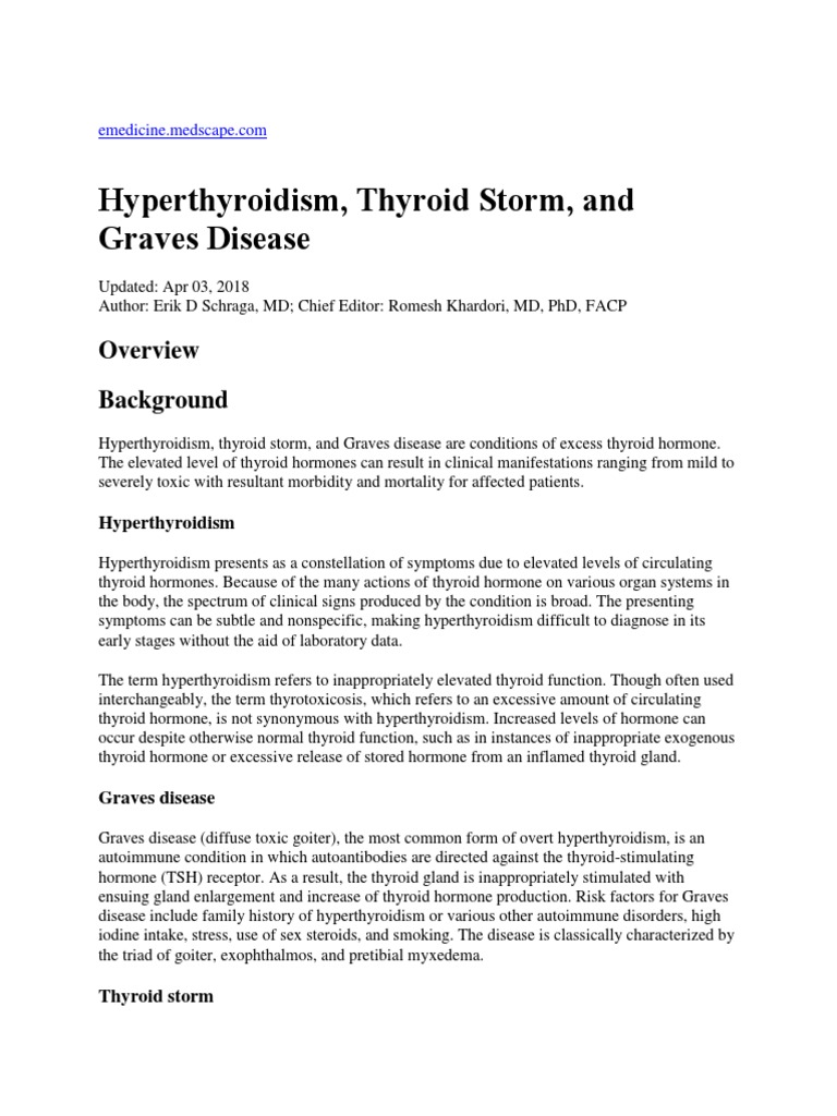 Hyperthyroidism, Thyroid Storm, and Graves Disease: Background | PDF | Hyperthyroidism | Thyroid