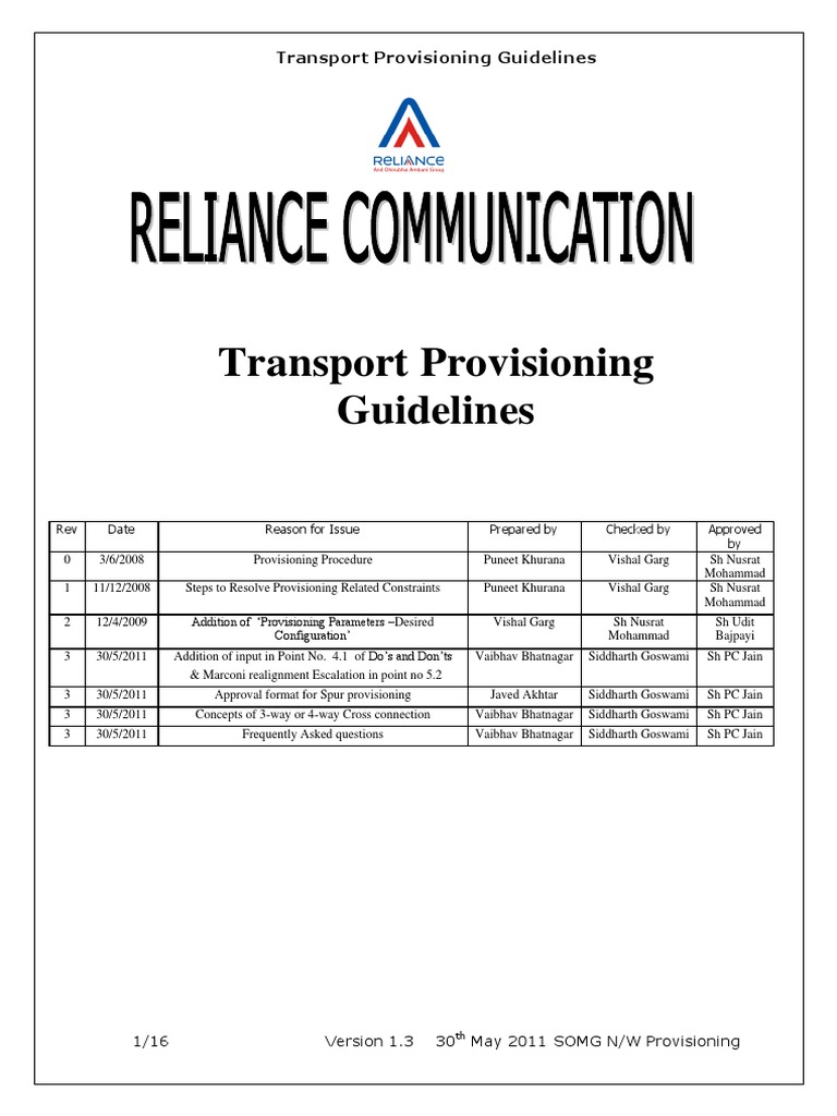 Transport Circuit Provisioning Guideline Ver 1.3 | PDF | Computer ...