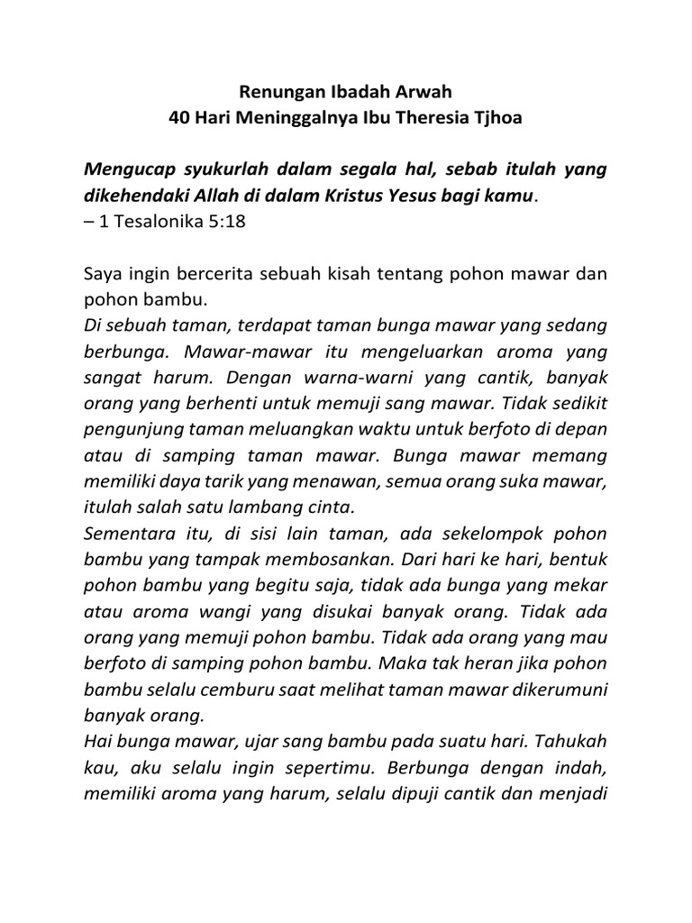 Renungan Ibadah Arwah - 40 Hari | PDF