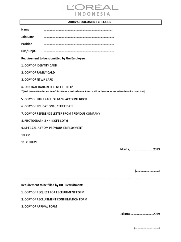 Arrival Document Check List Update | PDF