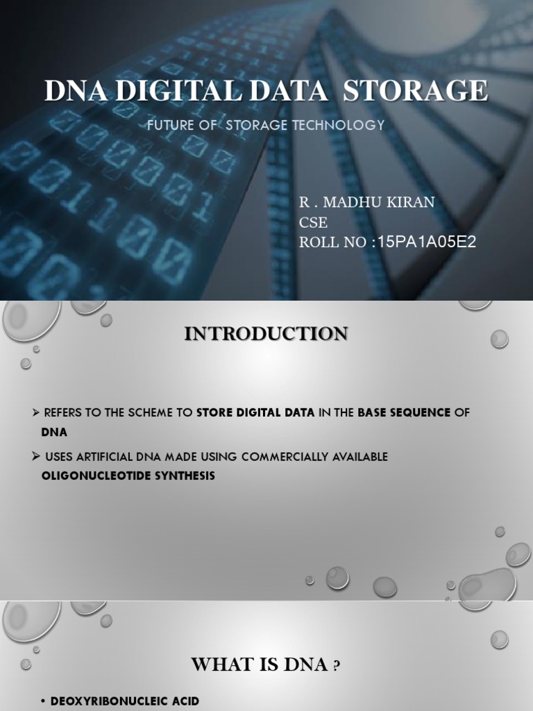 Dna Digital Data Storage: Future of Storage Technology | PDF ...