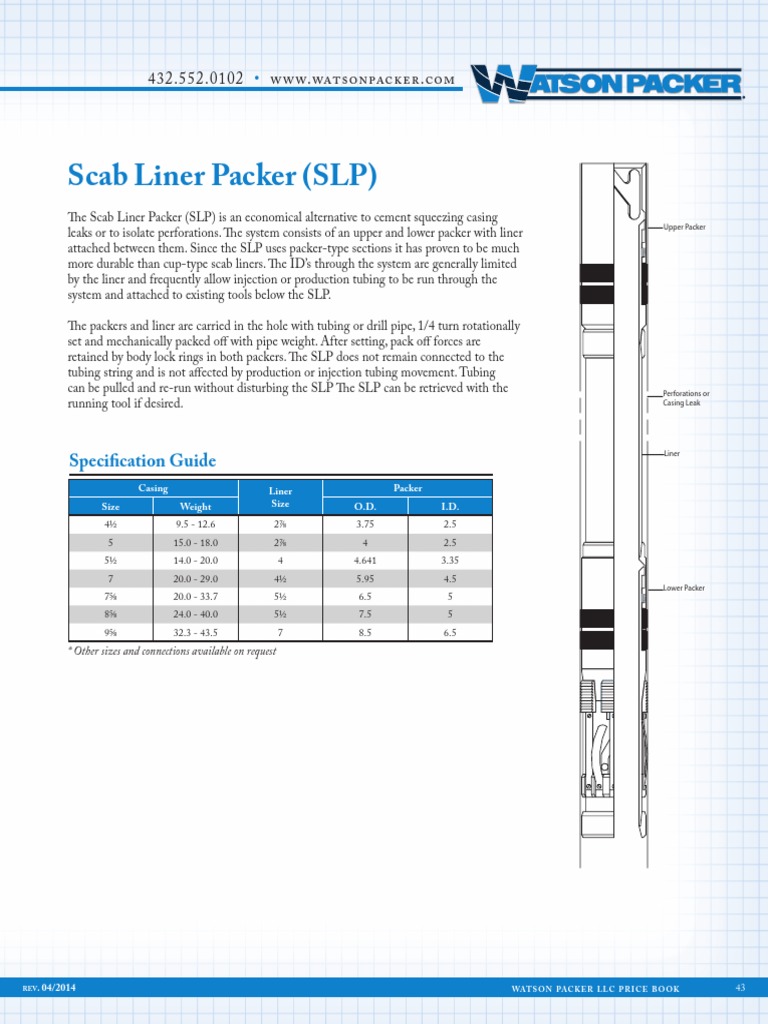 Scab Liner Packer (SLP) : Specification Guide | Download Free PDF ...