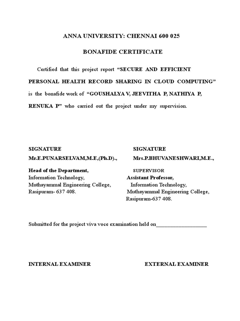 Anna University Bonafide Certificate | PDF