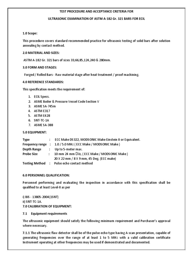 UT Procedure PDF | PDF | Calibration | Ultrasound