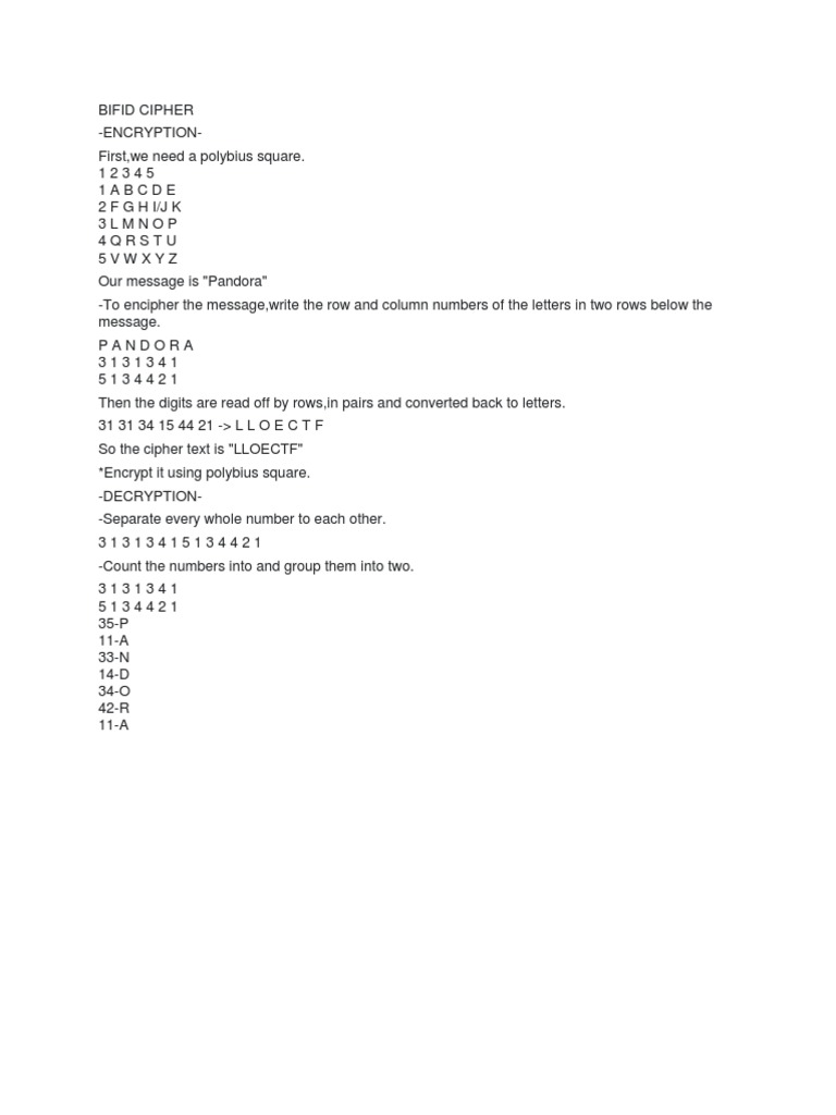 Bifid Cipher | PDF Bifid Cipher | PDF