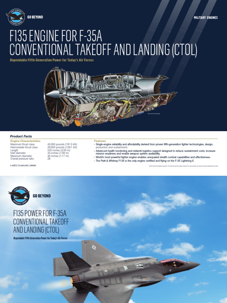 F135 Engine For F-35A Conventional Takeoff And Landing (Ctol ...