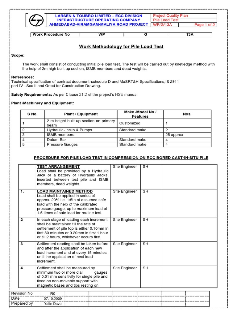 13A WMS - Pile Load Test Modified | PDF | Deep Foundation | Nature