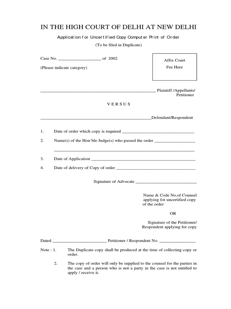 Uncertified Copy Application Format | PDF