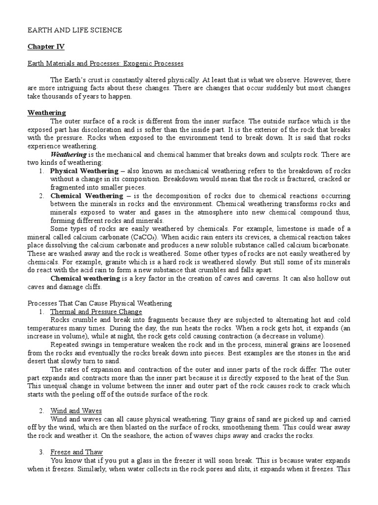 Earth materials and processes | PDF | Weathering | Erosion