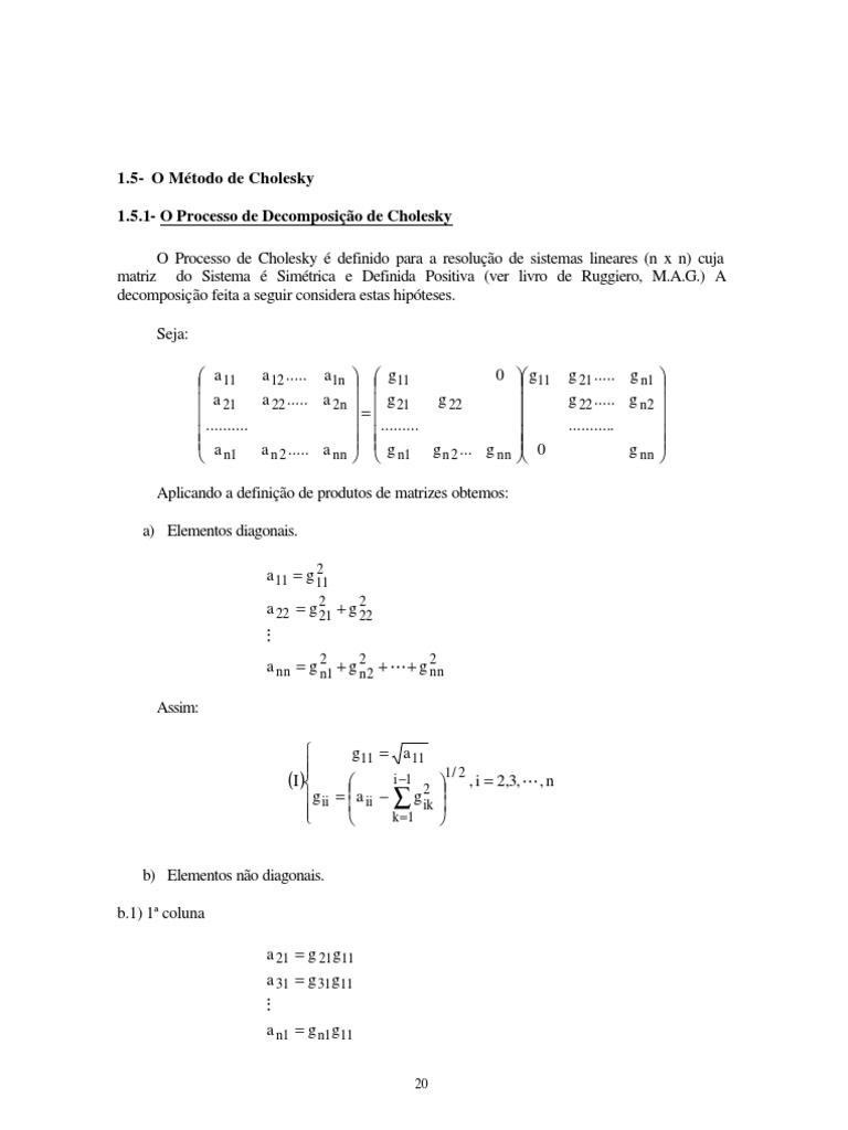 Método Cholesky | PDF | Matriz (Matemática) | Análise numérica