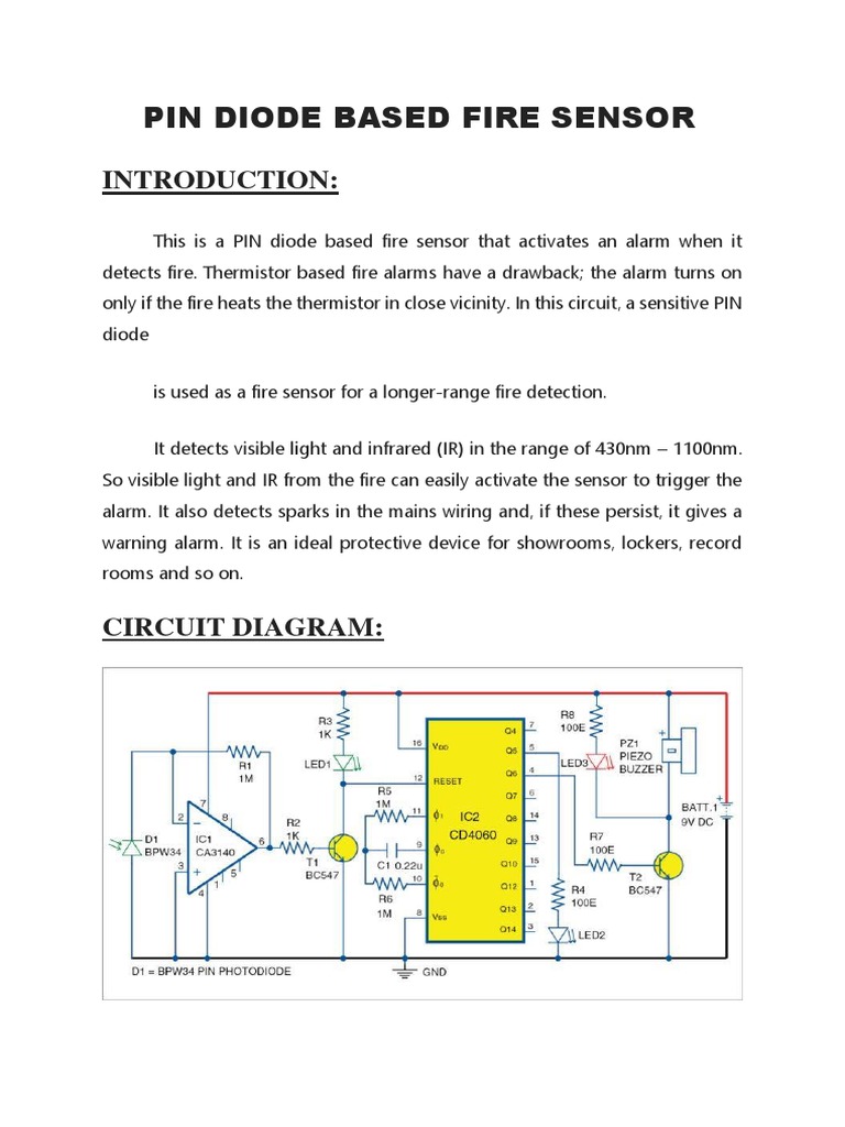 Pin Diode Based Fire Sensor | PDF | Operational Amplifier | Amplifier