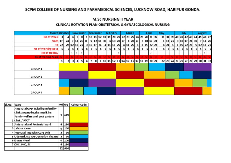 m.sc 2nd Year Obg Clinical Rotation Plan