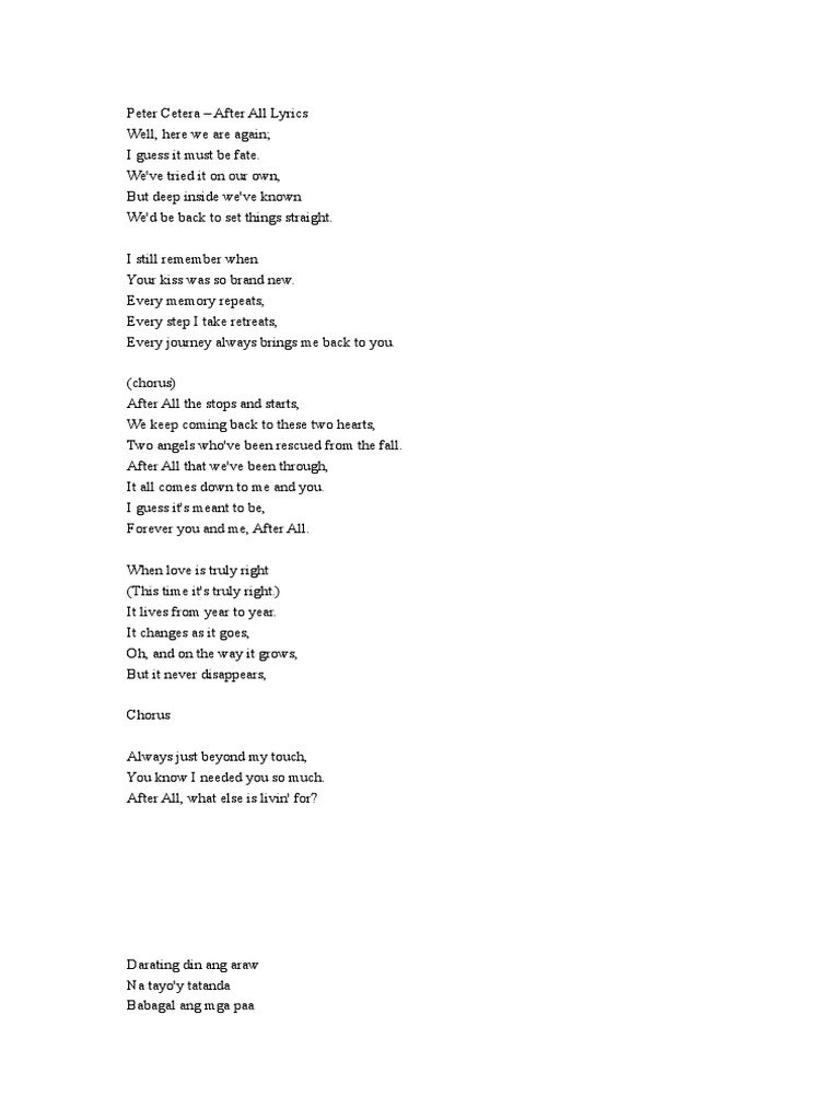 After All Lyrics | PDF