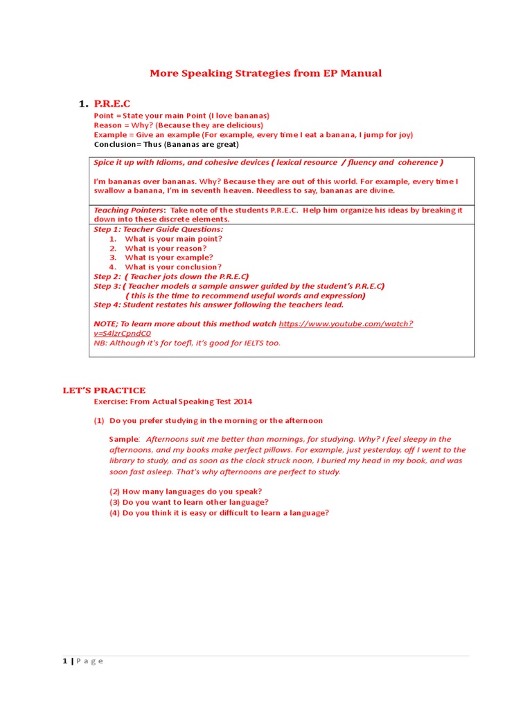 More Speaking Strategies From EP Manual | PDF | Career & Growth ...