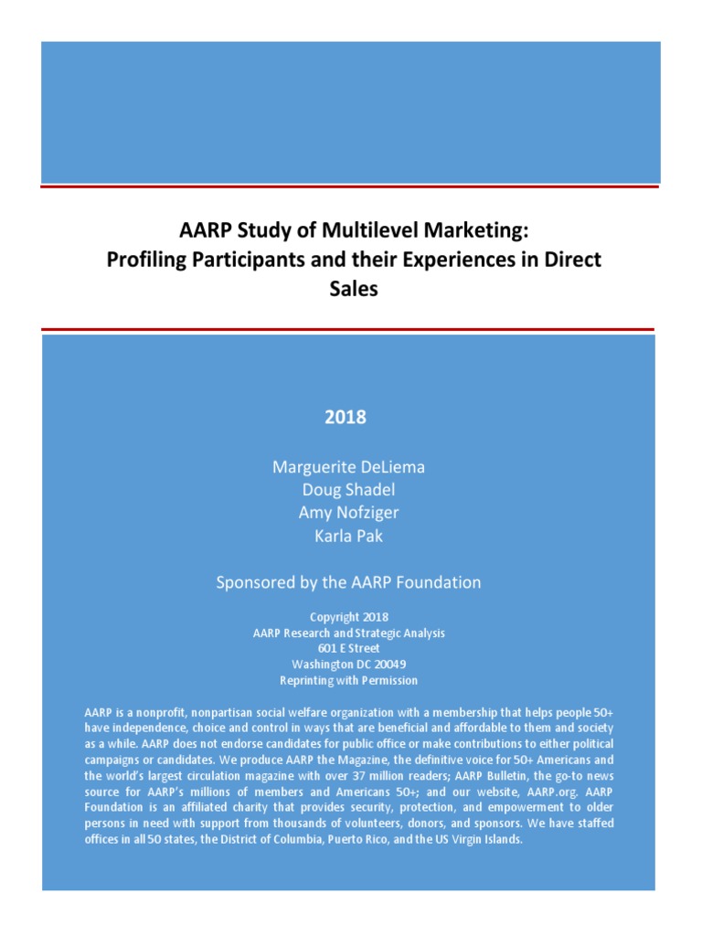AARP Foundation MLM Research Study Report 10.8.18 | PDF | Multi Level ...