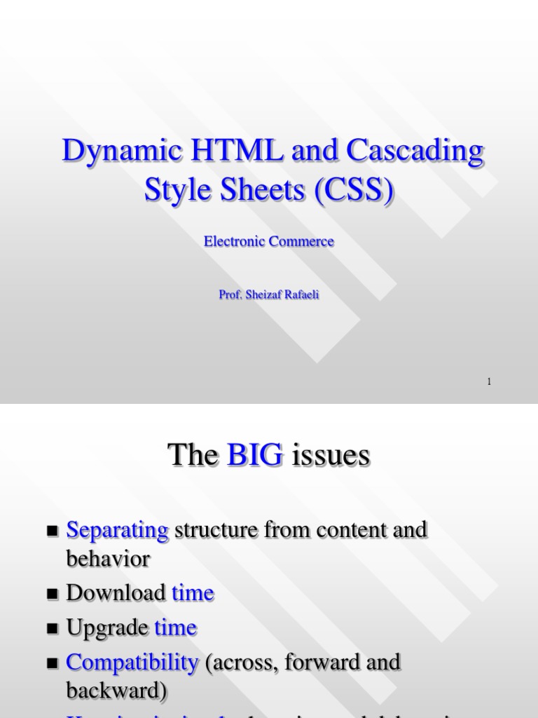 Dynamic HTML and Cascading Style Sheets (CSS) : Electronic Commerce ...