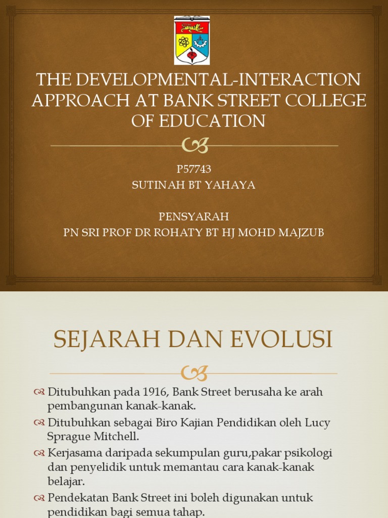 The Developmental-Interaction Approach at Bank Street College of | PDF