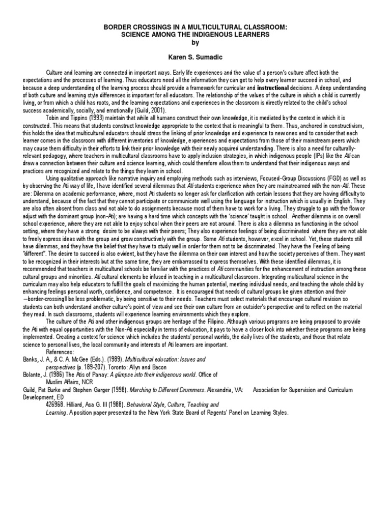 Article-Border Crossings in A Multicultural Classroom | PDF | Pedagogy ...