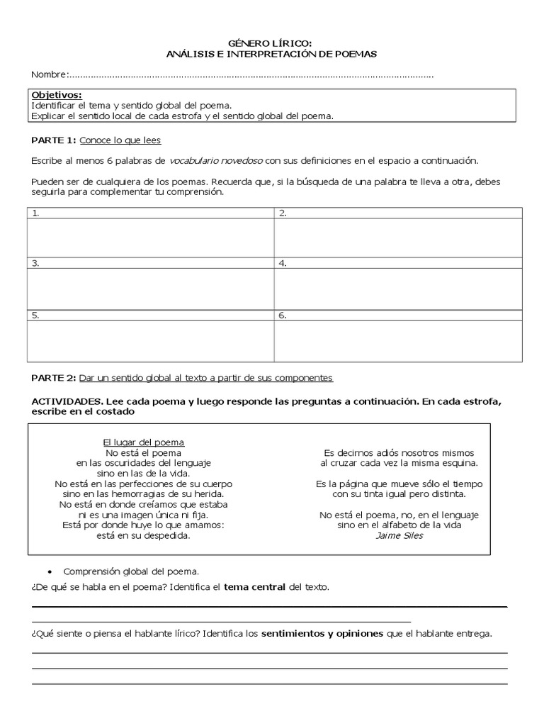 Guia Interpretacion de Poemas | PDF | Lingüística | Idiomas