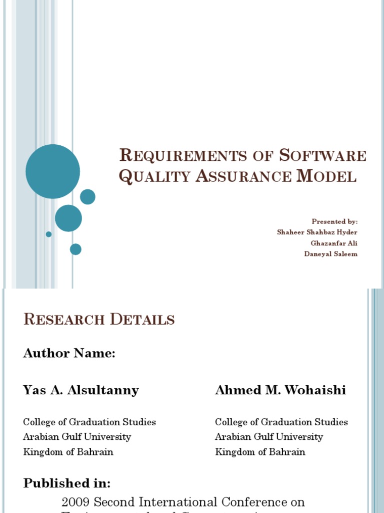 Requirements of Software Quality Assurance Model New | PDF | Software ...