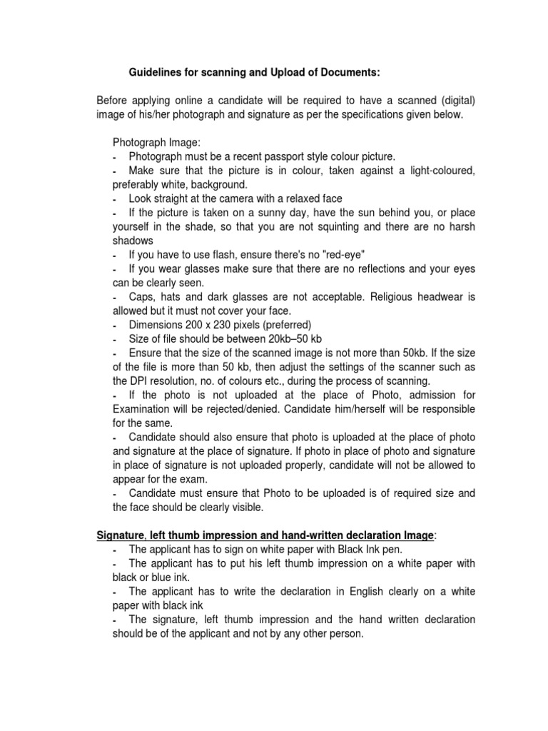 Guidelines For Scanning and Upload of Documents | Download Free PDF ...